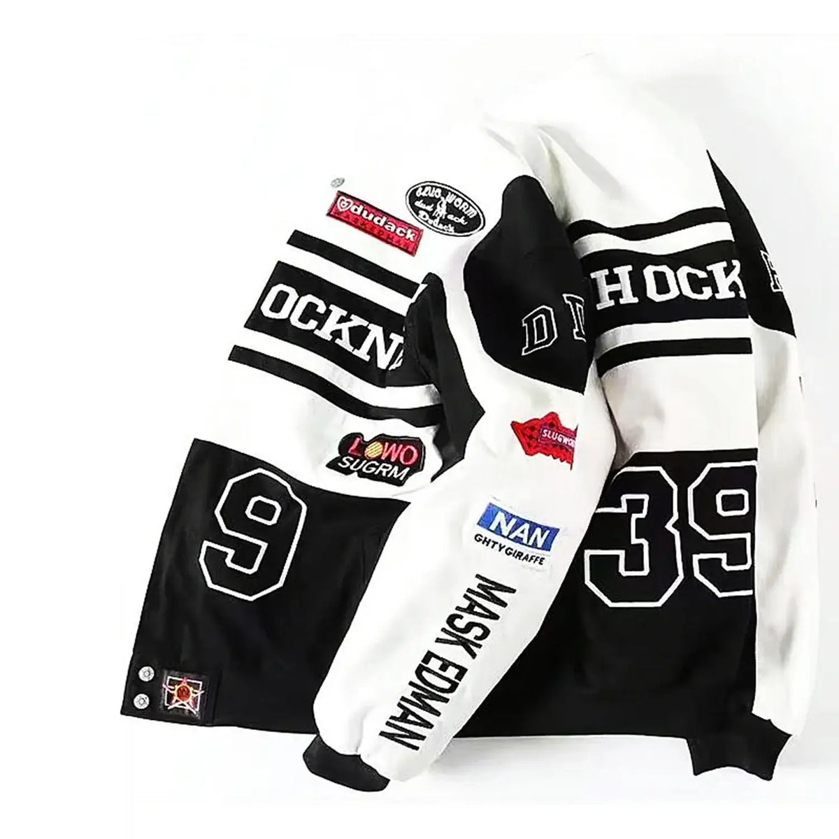 Black and White Racing Jacket - Y2K Zone®
