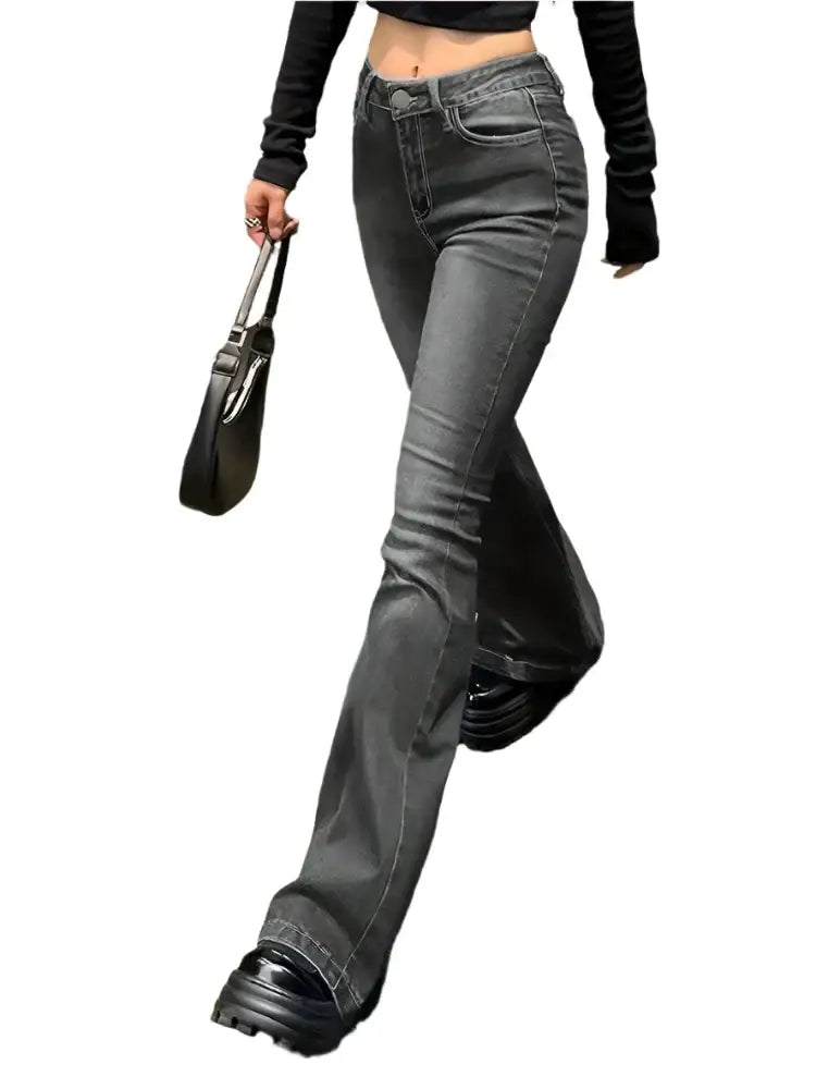 Grey Flare Jeans - Y2K Zone®