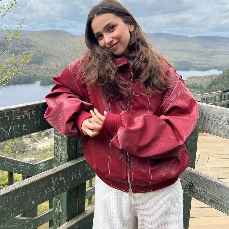 Red Oversized Jacket- Y2K Zone®