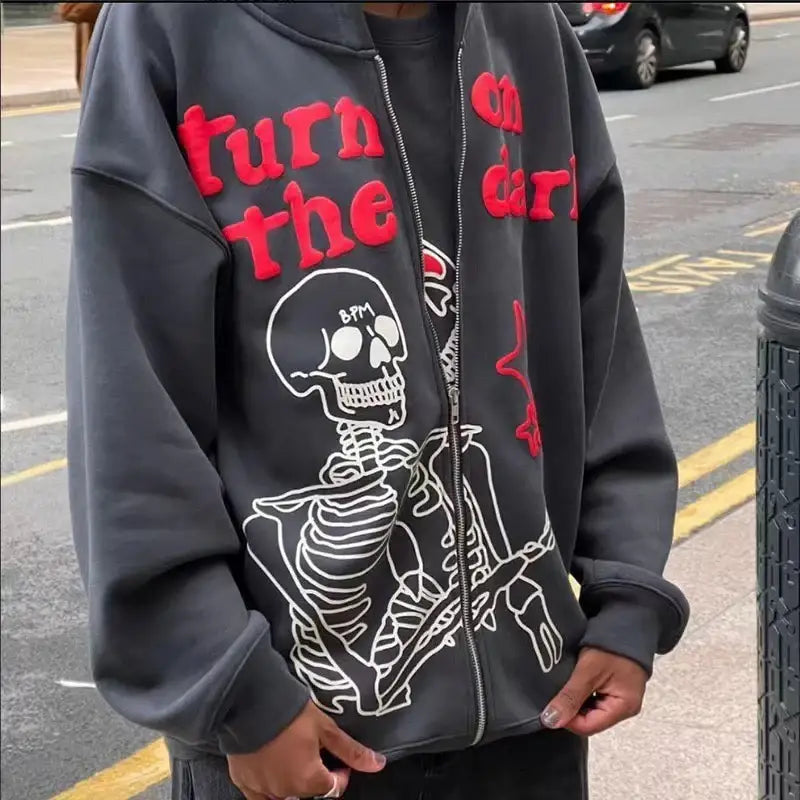 Skeleton Zip Up Hoodie - Y2K Zone®